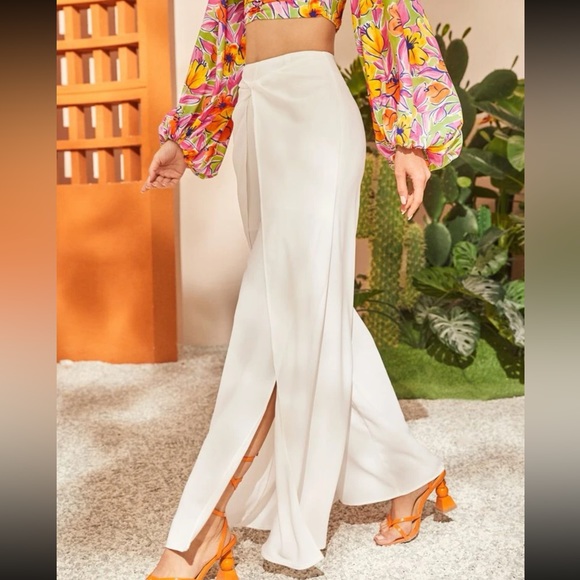 SHEIN | Pants & Jumpsuits | Twist Split Thigh Pants With Skirt | Poshmark